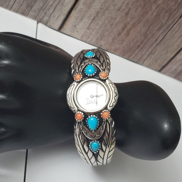 Accessories | Perillo Native American Turquoise Style Coral Watch ...